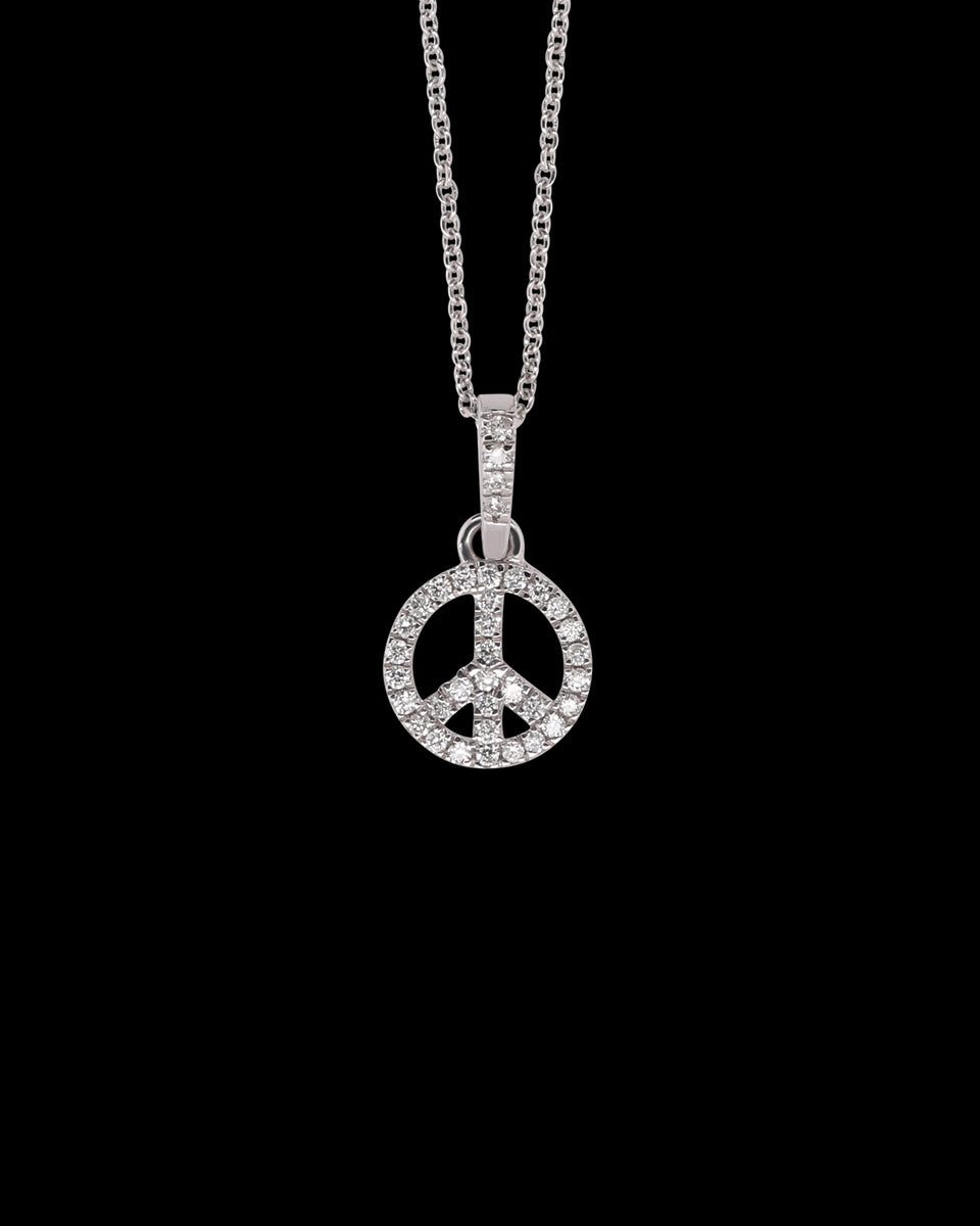 Peace Sign Diamond Charm Necklace – Sona Golds